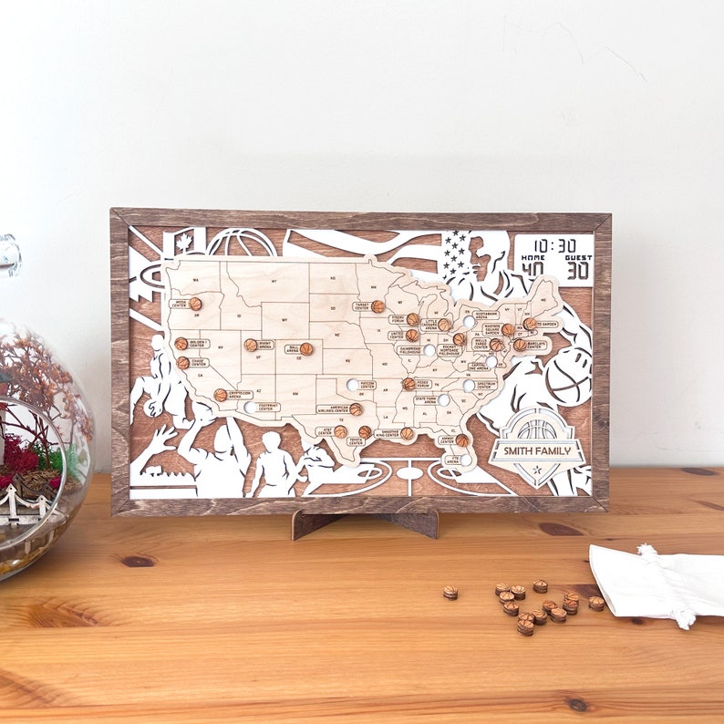 NBA Basketball Stadium Travel Map NBA Bucket List Basketball - Etsy