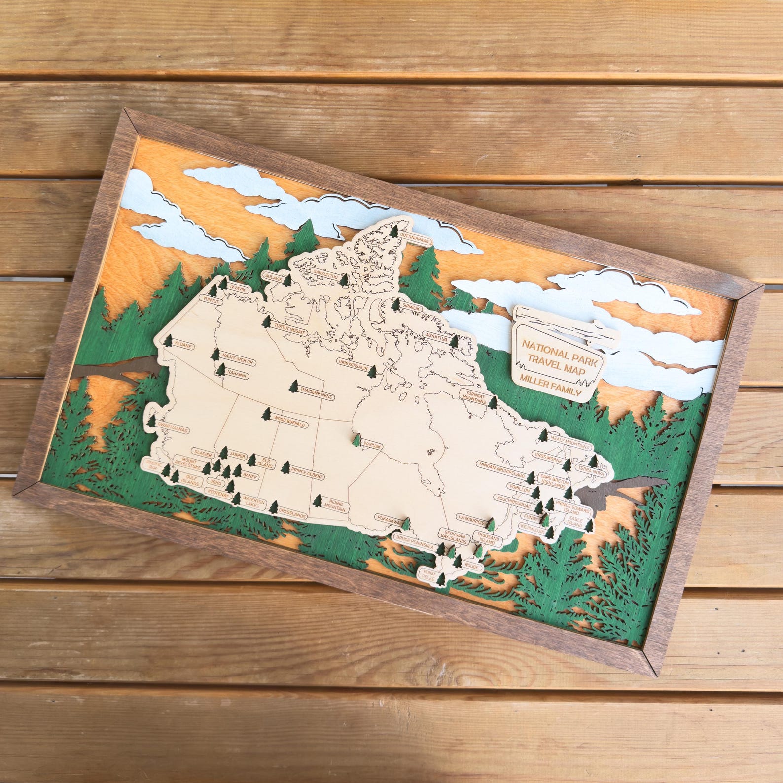 Wooden Canadian National Parks Map, Canada Travel Map, Personalized ...