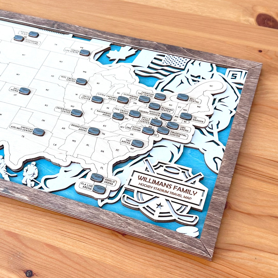 Buy Custom Hockey Stadiums Tracker Map: Customizable, Interactive ...