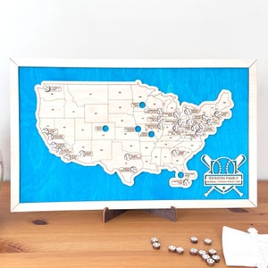 Custom Baseball Stadium Travel Map Tracker, Ballpark Travel Map, MLB ...