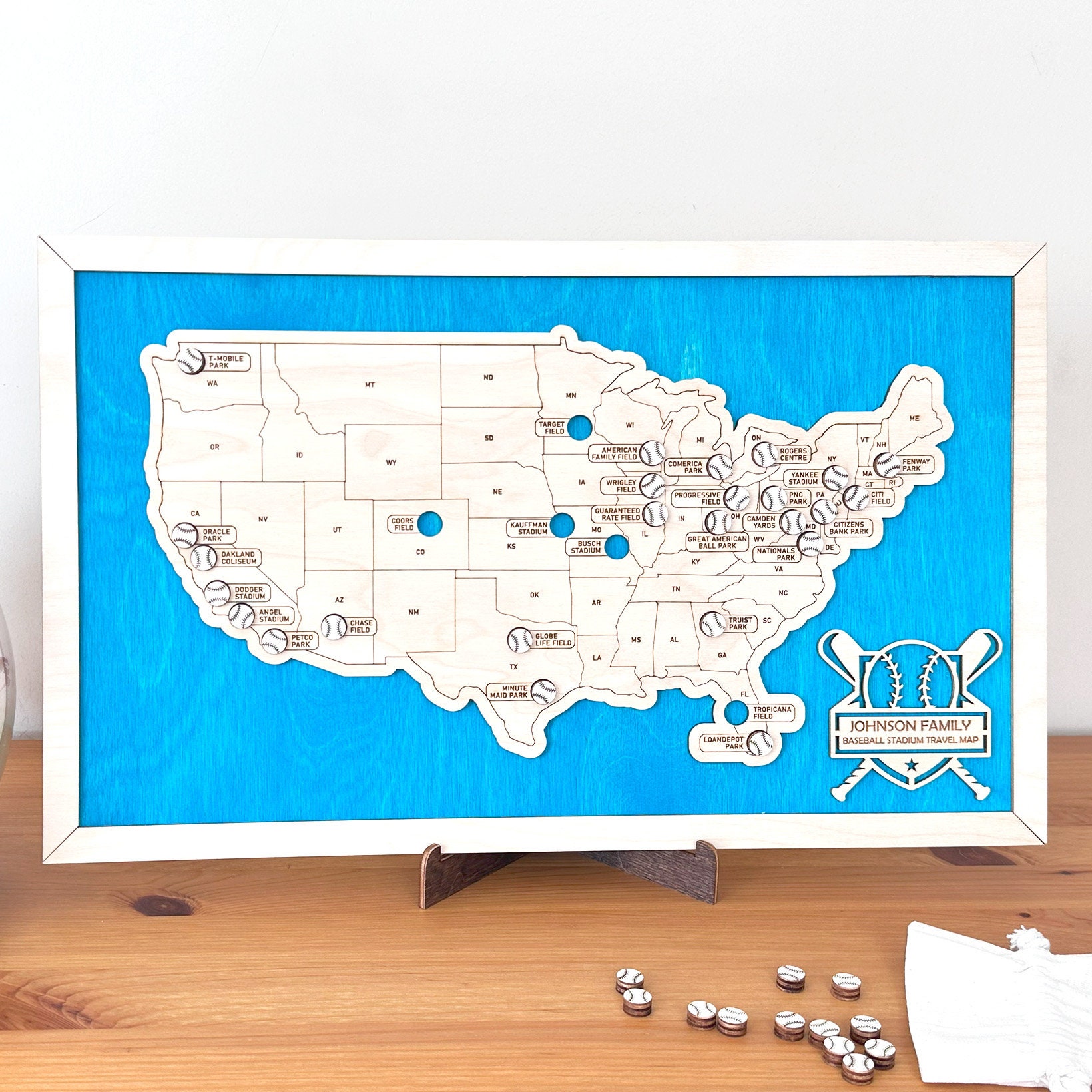 Custom Baseball Stadium Travel Map Tracker, MLB Stadium Map, Gift for ...