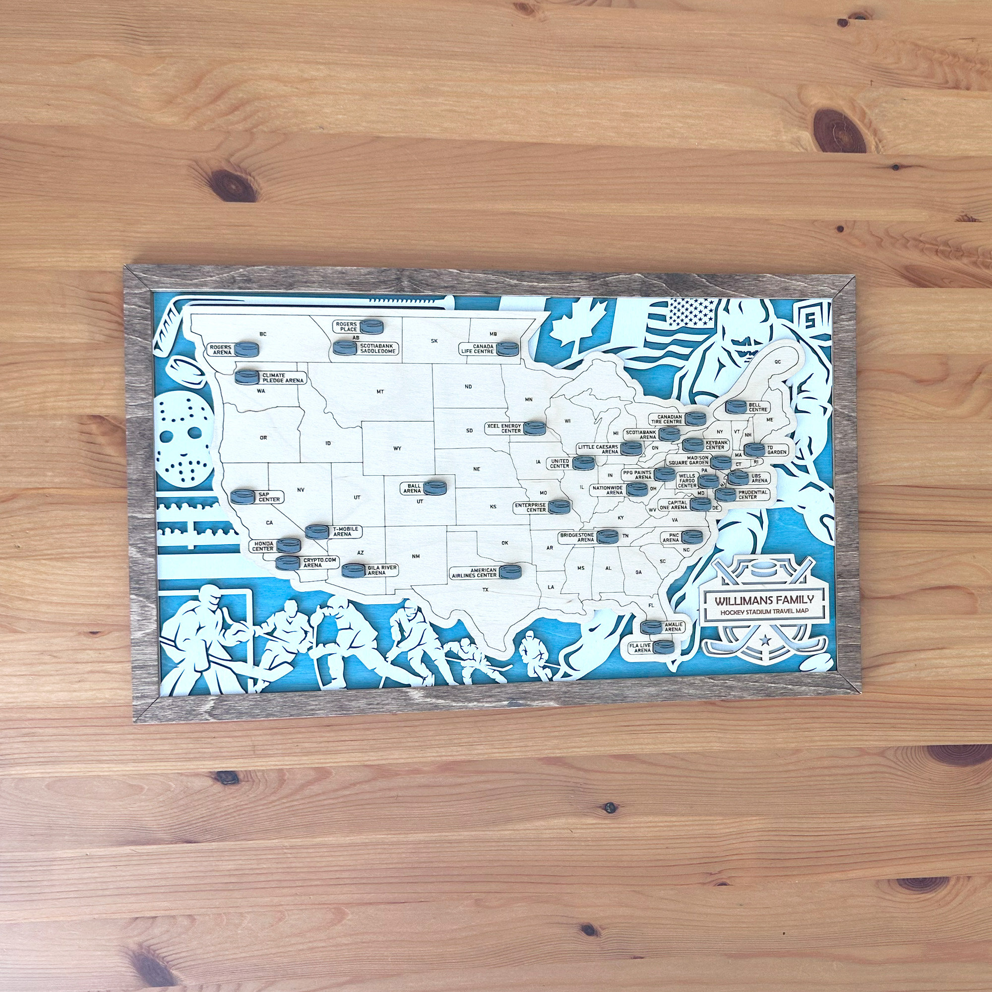 Custom Hockey Arena Map Tracker, NHL Stadium Map, Ice Hockey Arena Map ...