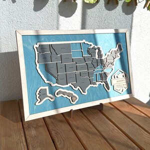 Personalized US Travel Map, Wooden Wall Decor, Custom Travel Map ...