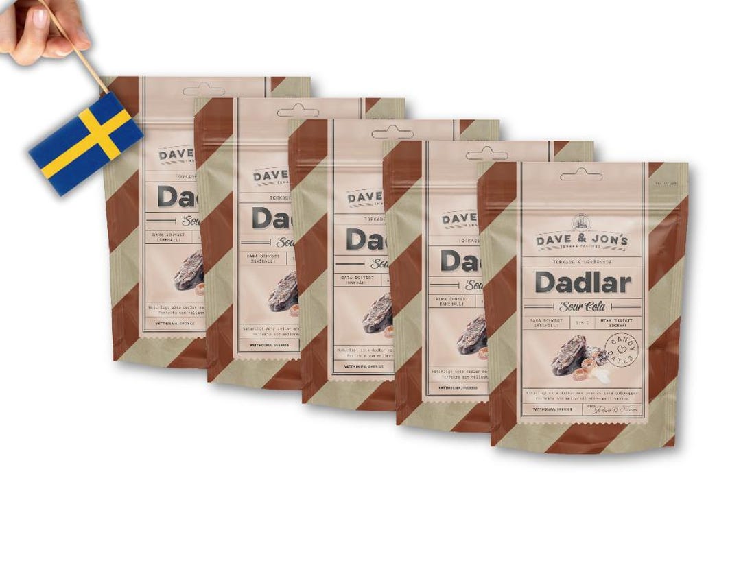 5 Pack Dave and Jons Dadlar Sour Cola - Date-infused Sour Cola Candy ...