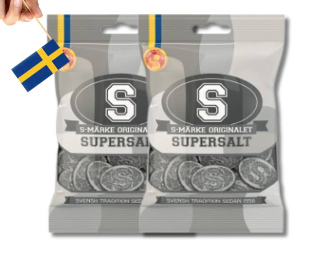 2 Bags of S-märke Supersalt (super Salt) 80g (2.82 Oz), Swedish Candy ...