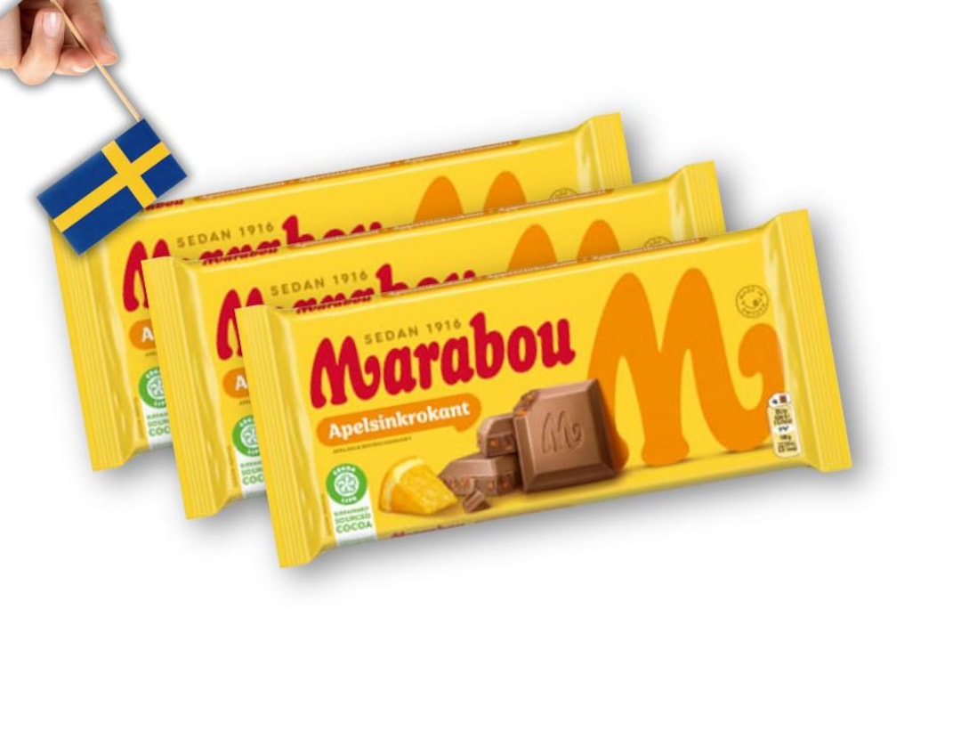 3 Pack Marabou Apelsin Krokant - Milk Chocolate With Orange and Crunchy ...