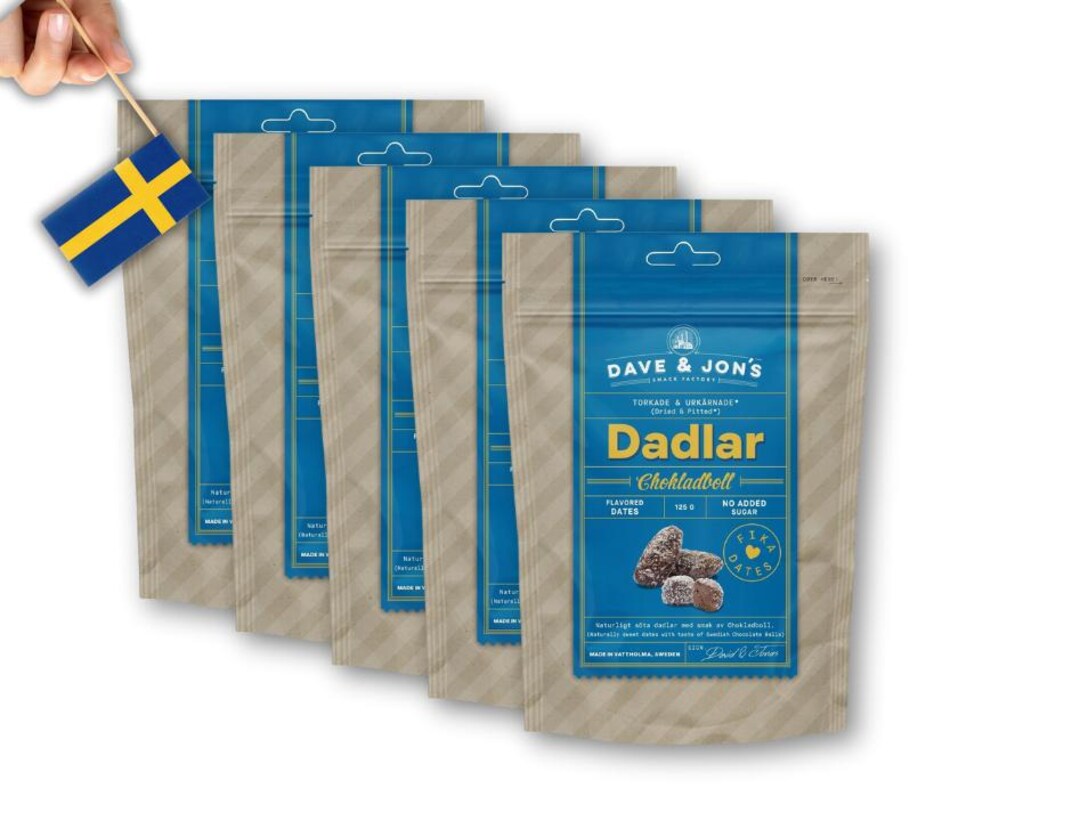 5 Pack Dave & Jons Dadlar Chokladboll - Dates With the Taste of Swedish ...