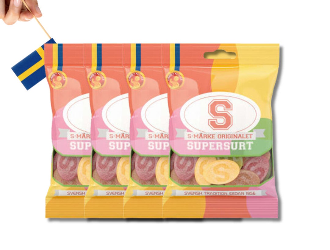 4 Bags of S-märke Supersurt (super Sour) 80g (2.82 Oz), Swedish Candy ...