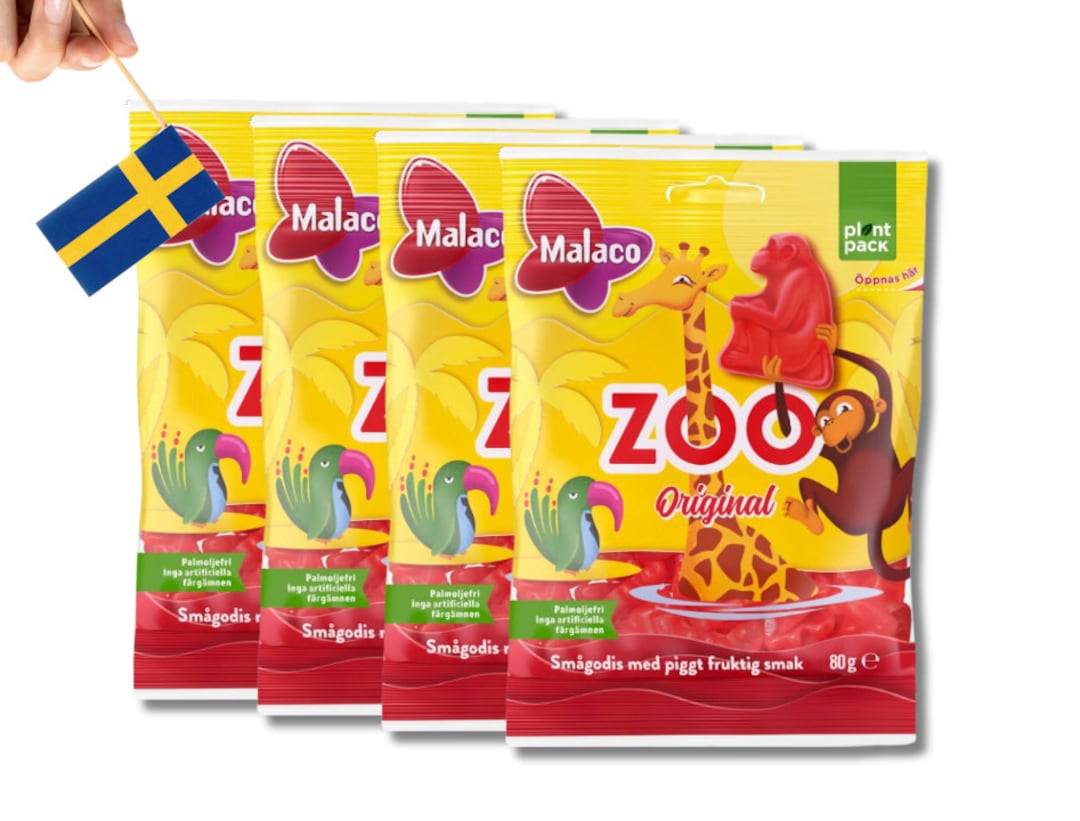 4 Bags of Malaco Zoo Original 80g 2.82 Oz Swedish Candy - Etsy