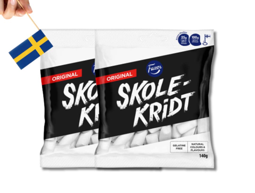 2 Bags of Fazer Skolekridt 140g (4.93 Oz), Scandinavian Candy, Chalk ...