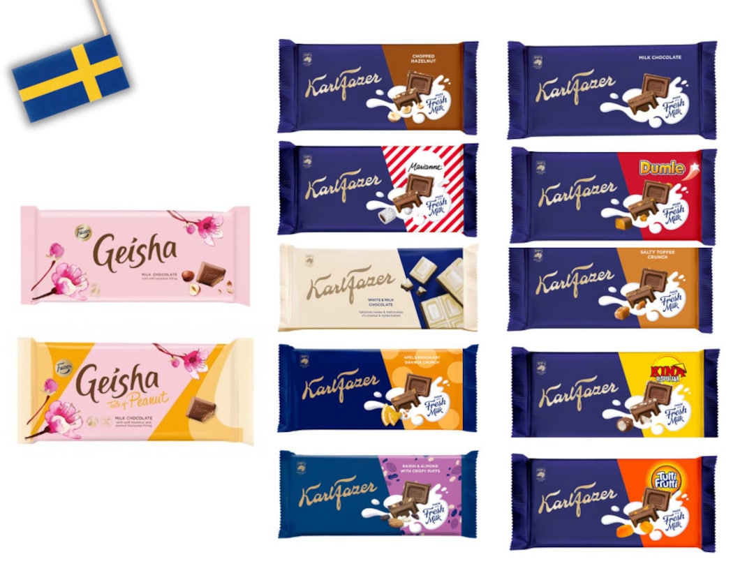 Karl Fazer Milk Chocolate Bars, Variety Pack, Pick & Mix, Finnish ...