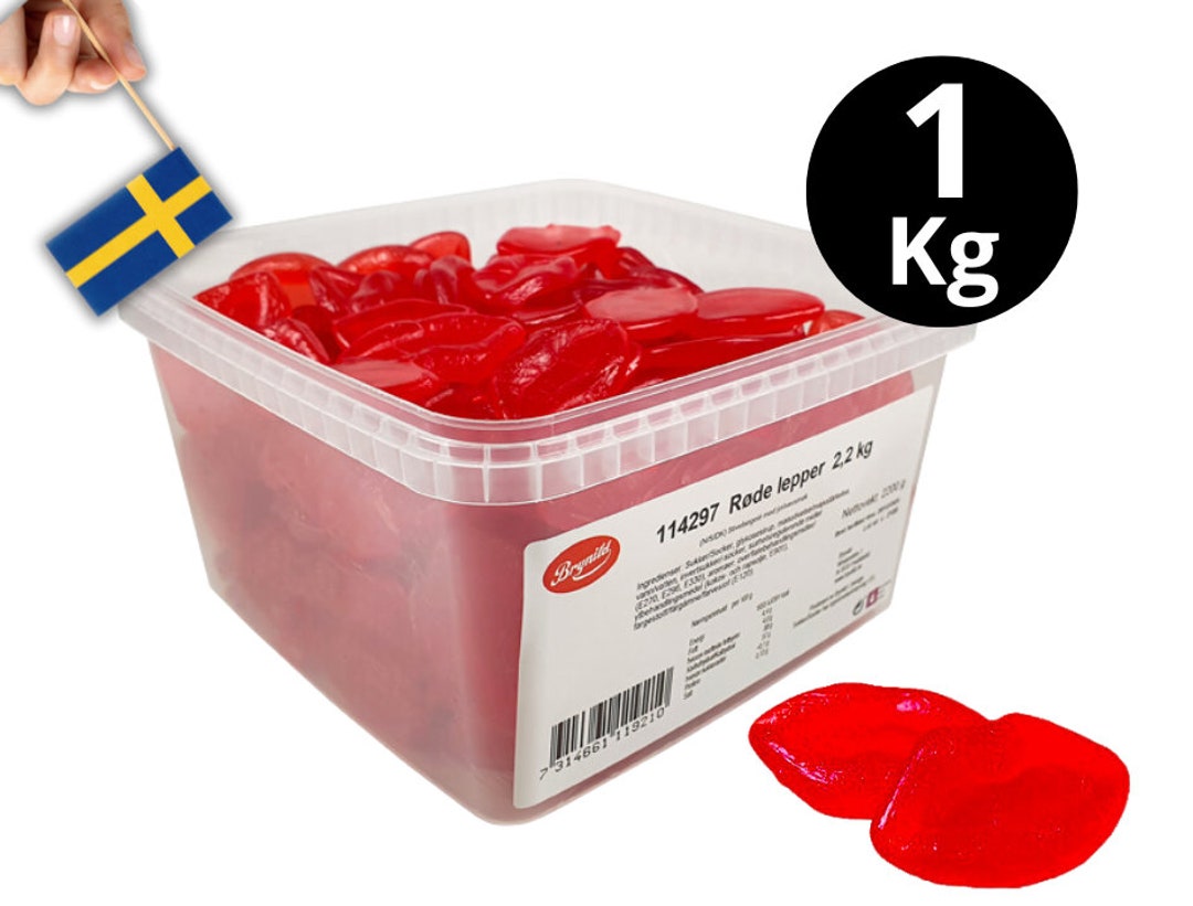 1 Kg of Brynild Red Lips, Röda Läppar, Swedish Candy Lips, Scandinavian ...