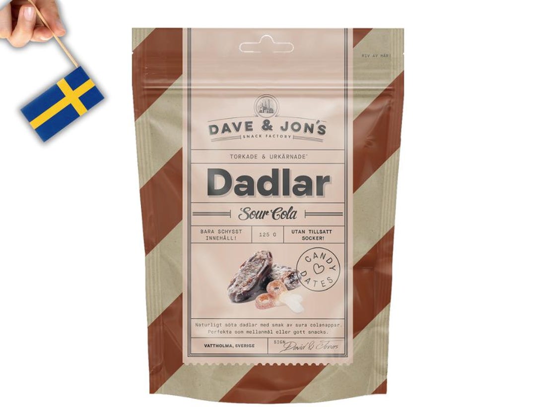 Dave and Jons Dadlar Sour Cola - Date-infused Sour Cola Candy (125g / 4 ...