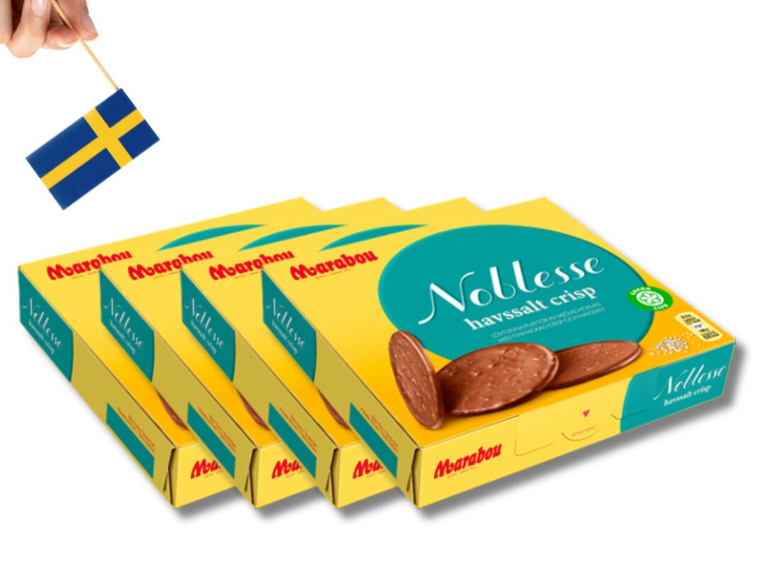4 Boxes of Marabou Noblesse Havssalt (sea Salt) Crisp 150g (5.29 Oz ...