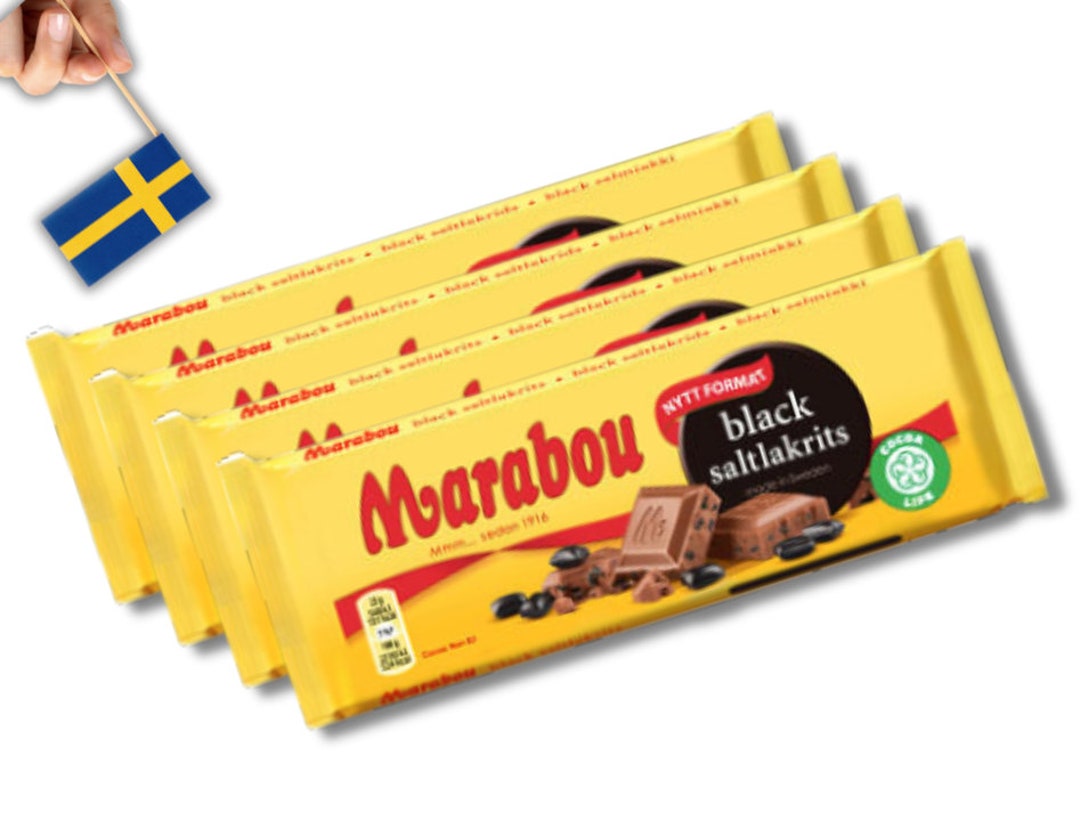 4 Bars of Marabou Black Salt Milk Chocolate 100g (3,52 Oz), Swedish Mjölk Choklad, Swedish Candy ...