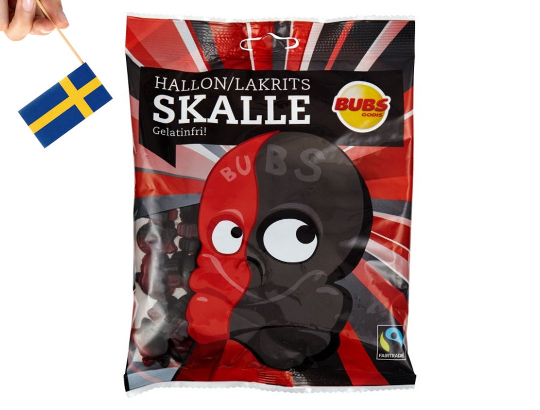 1 Bag of Bubs Hallon/lakrits Skalle 190g (6.70 Oz), Raspberry and ...