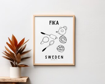 Fika Poster, Swedish Fika Art Print, Scandinavian Print, Chokladbollar ...