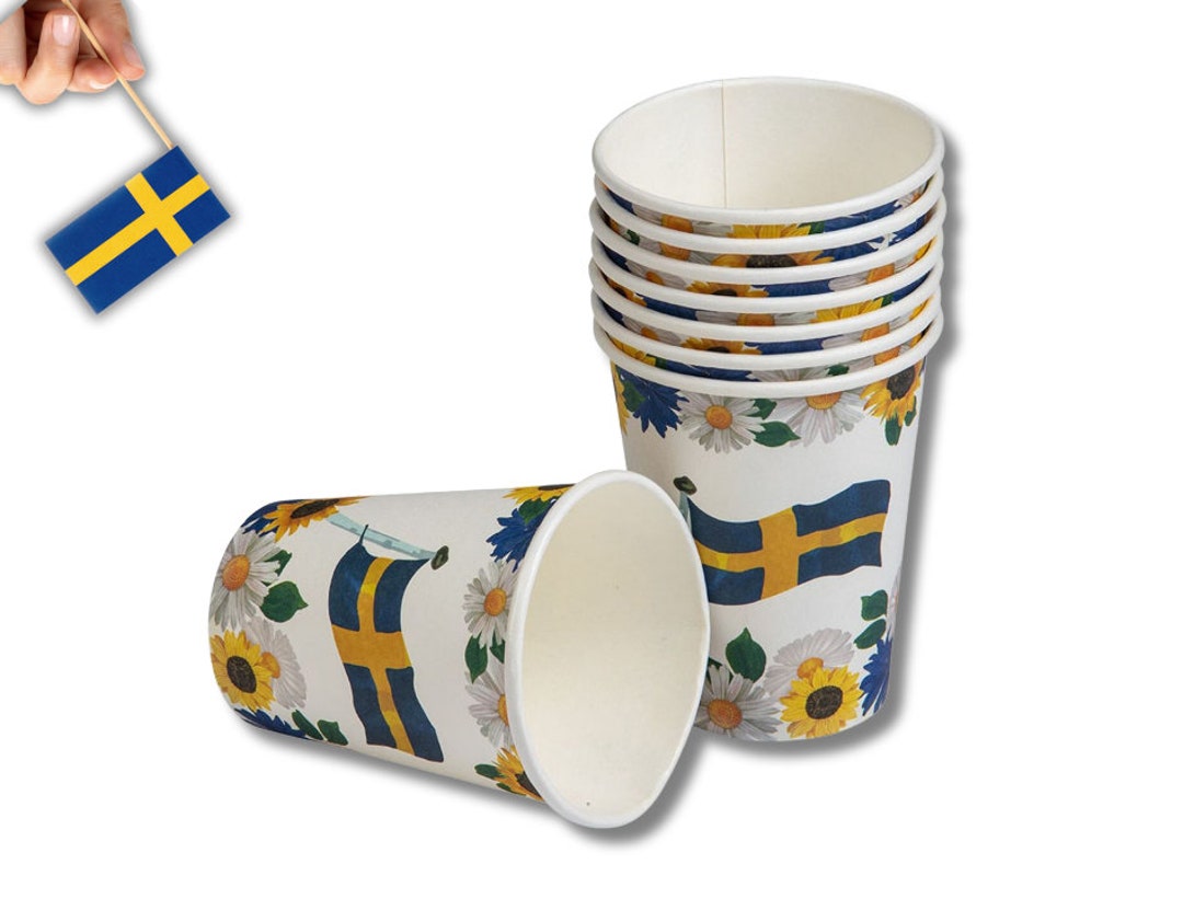 Swedish Paper Cups 16cm, Set of 8pcs, Sweden Paper Cups, Party Cups ...