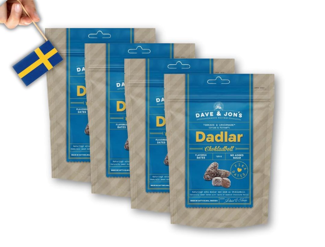 4 Pack Dave & Jons Dadlar Chokladboll - Dates With the Taste of Swedish ...