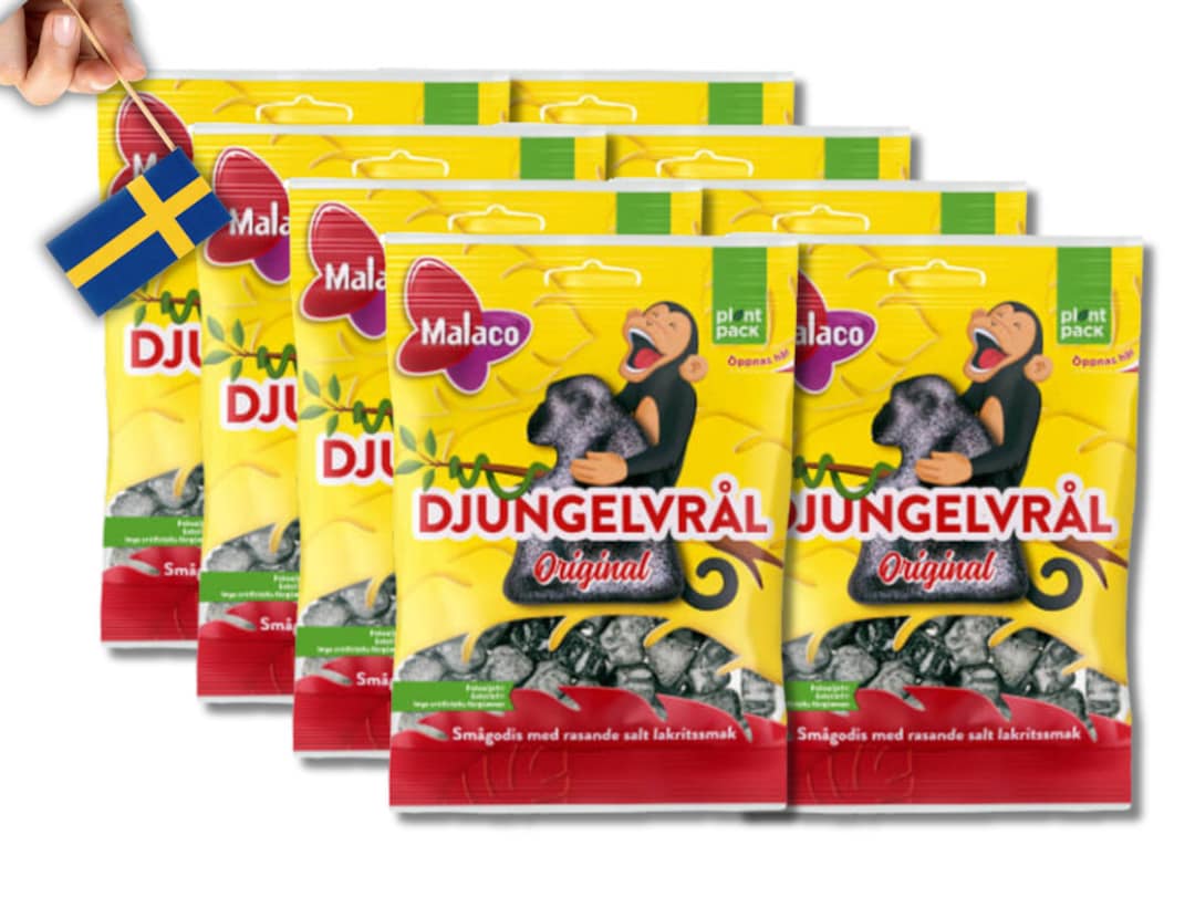 8 Bags of Djungelvrål, Swedish Licorice Candy Sweden, Swedish Salt ...