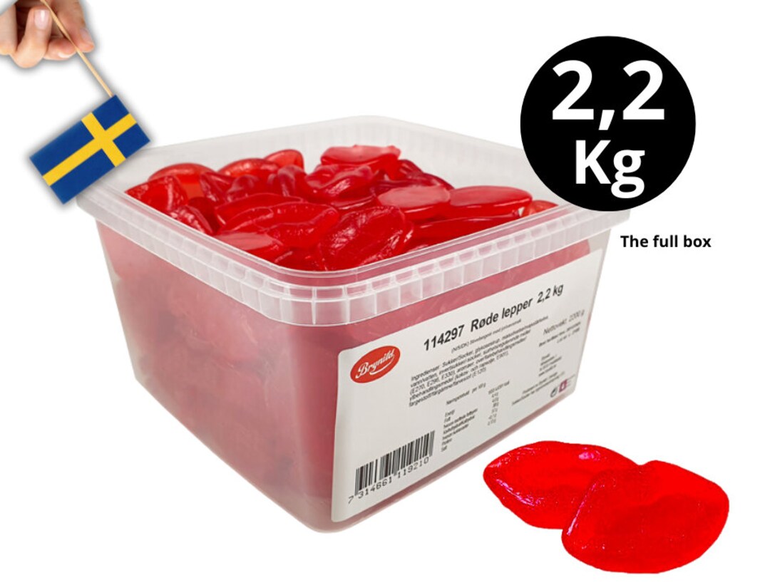 2,2 Kg of Brynild Red Lips, Röda Läppar, Swedish Candy Lips ...