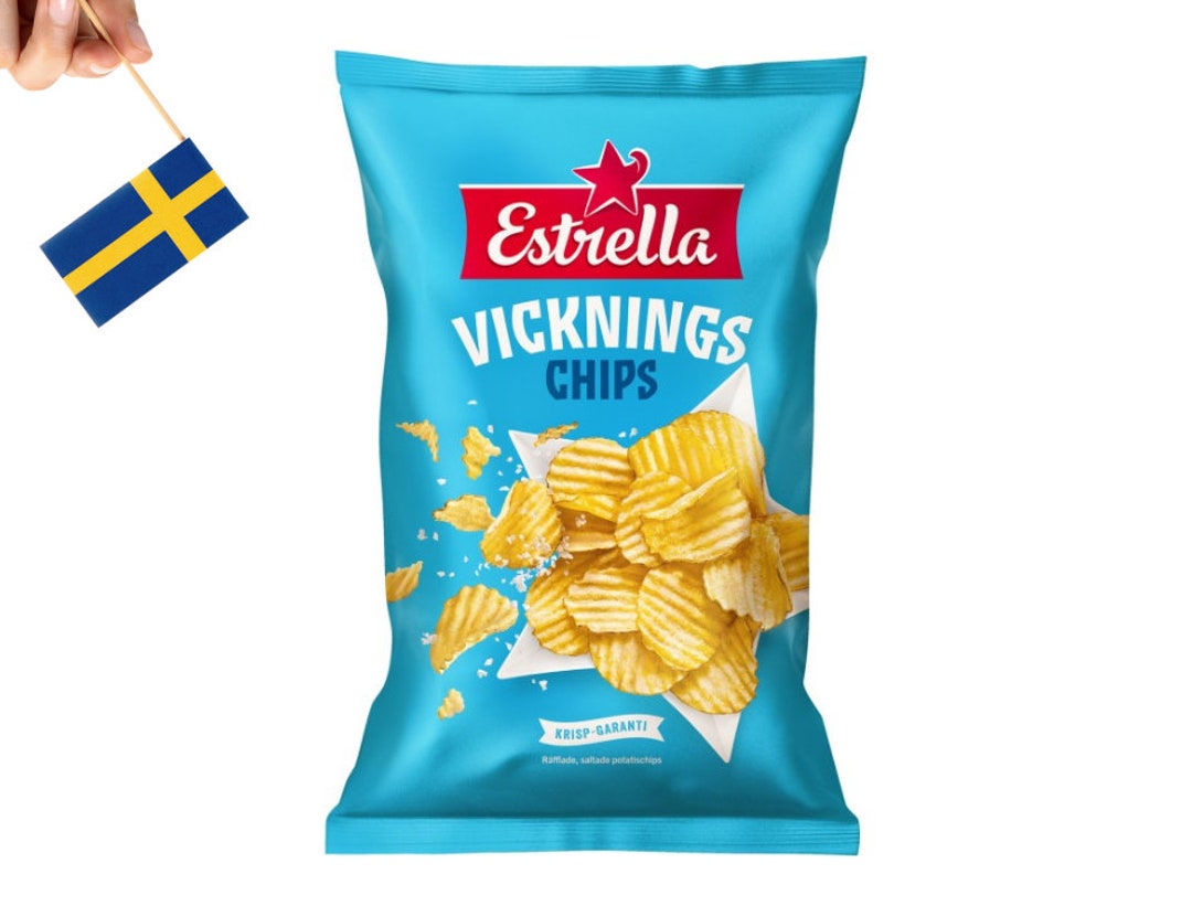 1 Bag of Estrella Vicknings Chips 275g (9.70 Oz), Swedish Chips, Salty ...