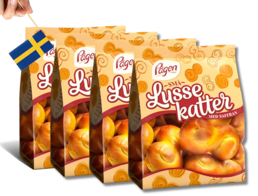 4 Bags of Pågen Små Lussekatter, Saffron Buns 210g 7.40 Oz, Lussebullar ...