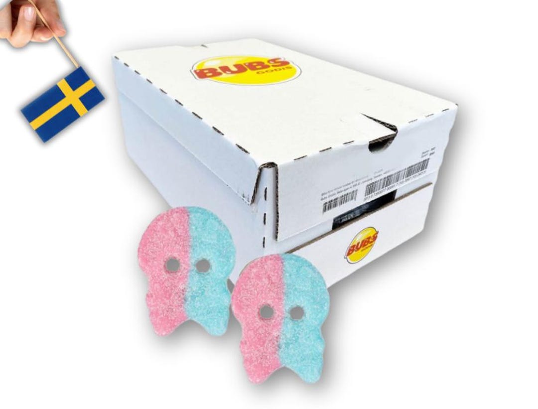 Bubs Dizzy Skalle - Fizzy Skull Gummies, Swedish Candy, Bubs Godis - Etsy