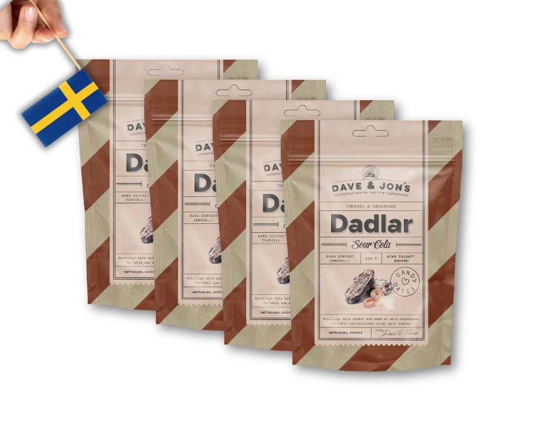 4 Pack Dave and Jons Dadlar Sour Cola - Date-infused Sour Cola Candy ...