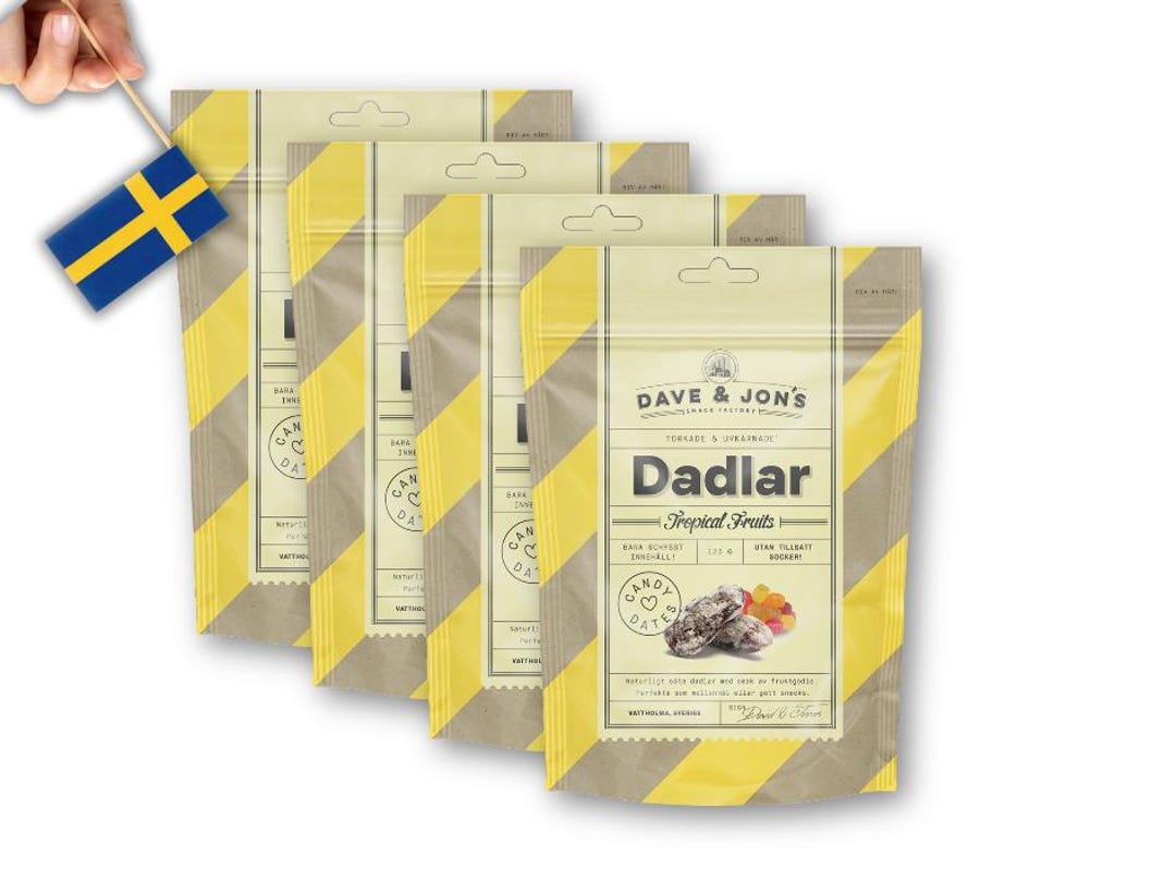 4 Pack Dave & Jons Dadlar Tropical Fruit - Date-based Tropical Candy ...