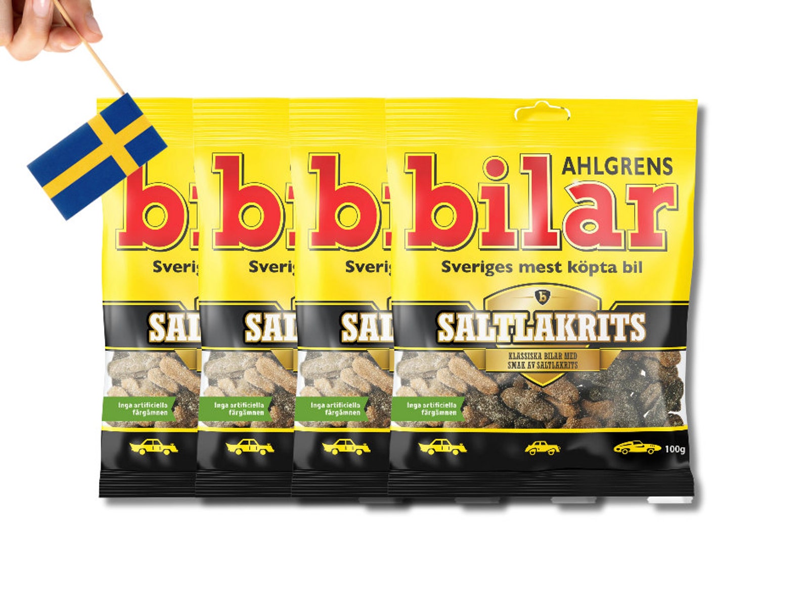 4 Bags of Ahlgrens Bilar Saltlakrits 130g (4.58 Oz), Swedish Candy Salt ...
