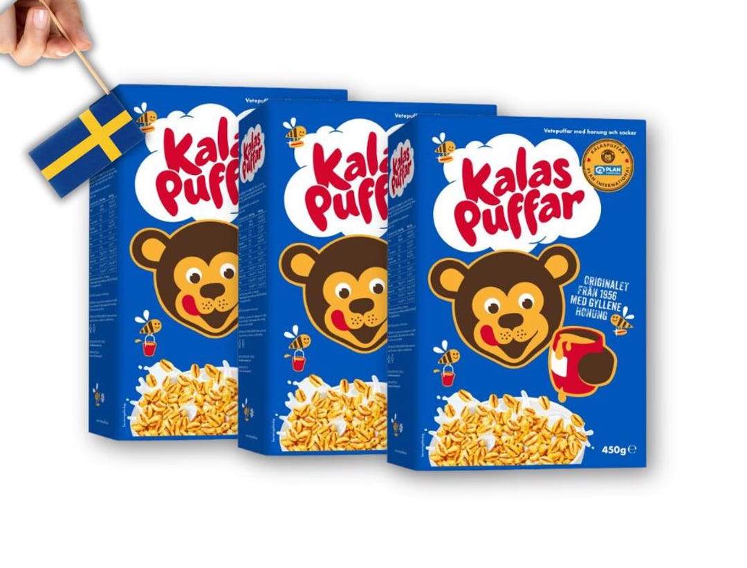 3 Pack Kalas Puffar Flingor - Swedish Classic Cereal With Golden Honey ...