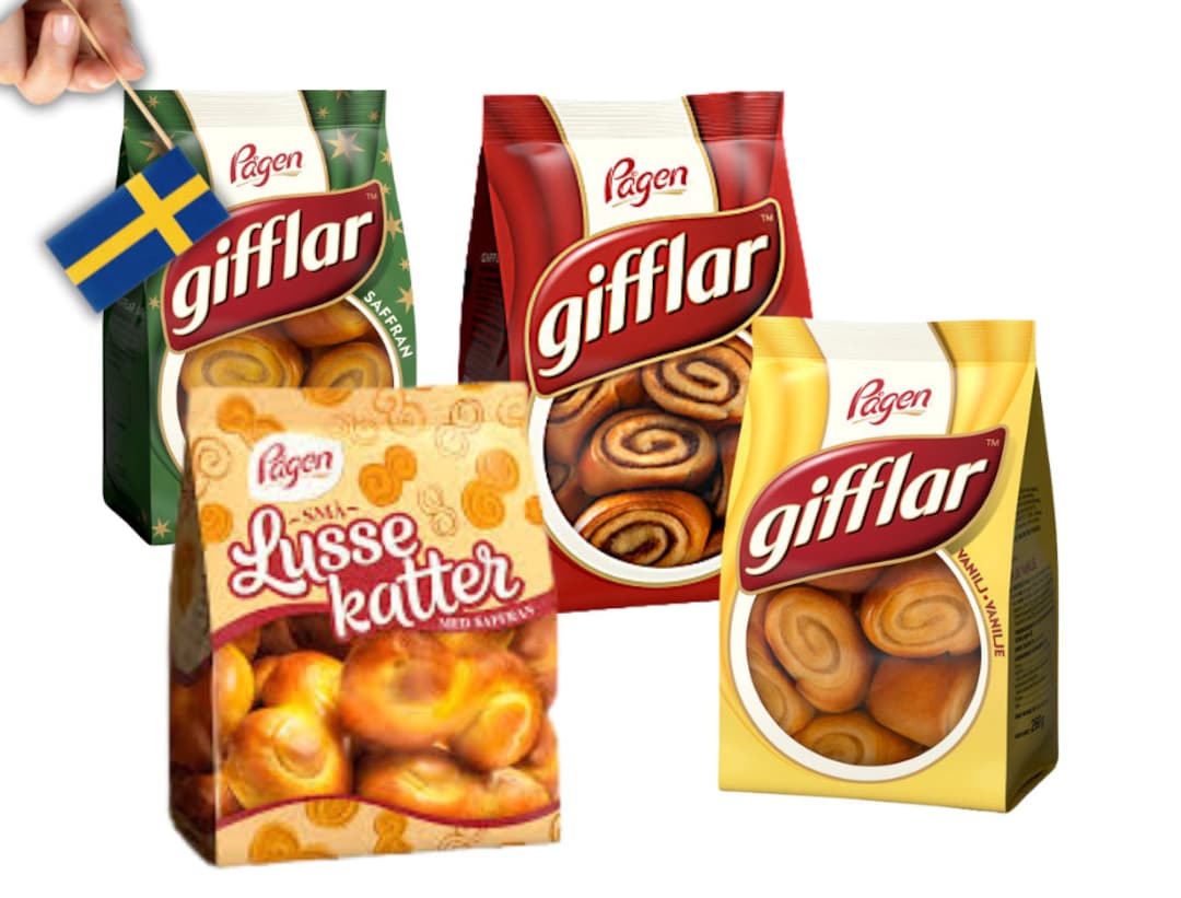 4 Mixed Bags of Pågen Gifflar, Kanel, Vanilj, Saffran, Lussekatter ...