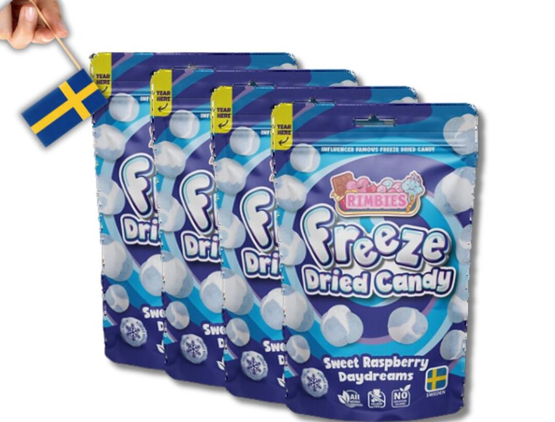 4 Bags Rimbies Freeze-dried Candy Sweet Raspberry Daydreams, 80g 2.82oz ...