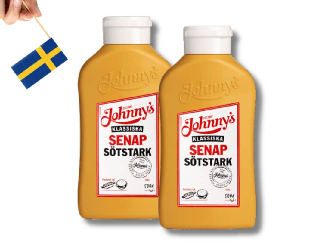 2 Bottles of Johnnys Klassiska Senap 500g (17.63 Oz) Swedish Mustard ...