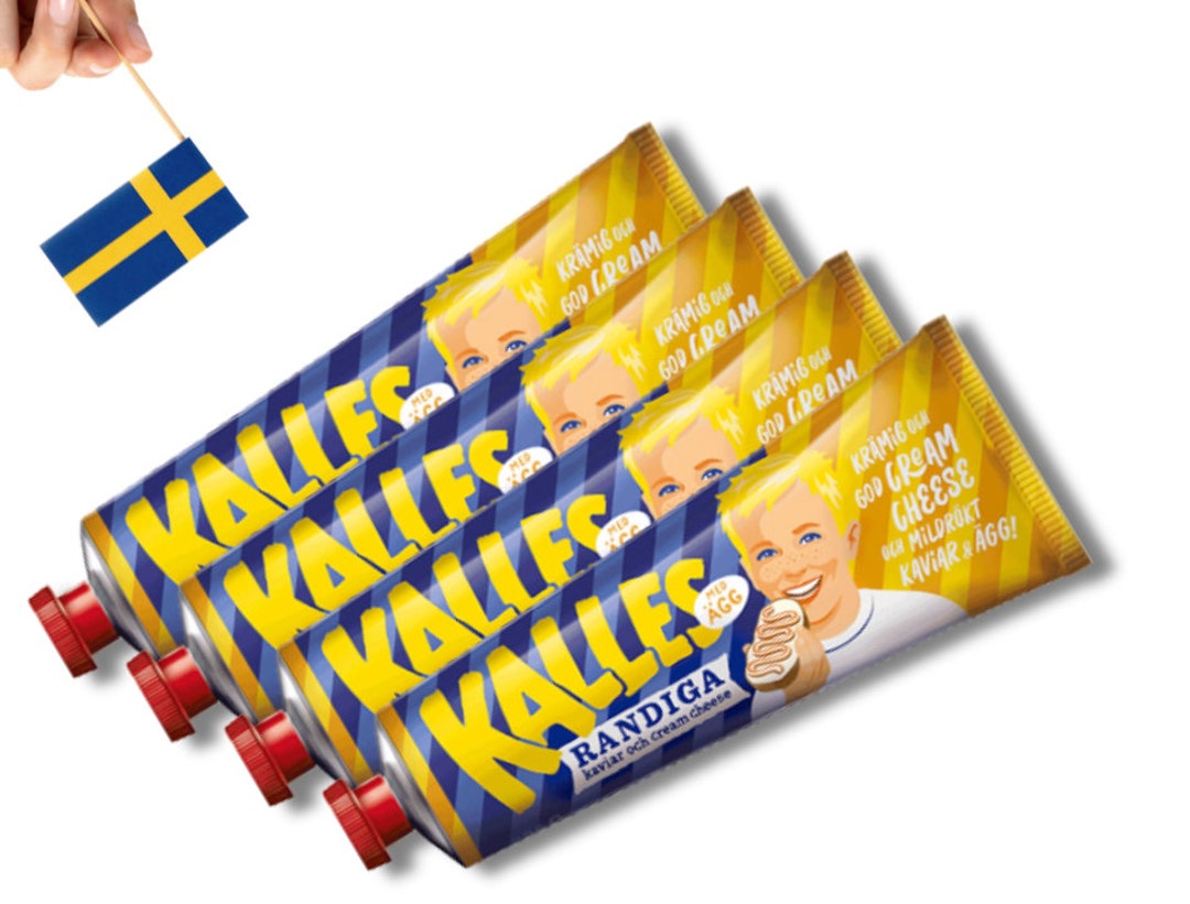 4 Tubes Kalles Kaviar Randiga (with Egg) 285g (10.05 Oz.) Tube, Swedish ...
