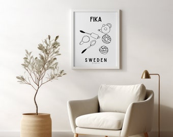 Fika Poster, Swedish Fika Art Print, Scandinavian Print, Chokladbollar ...