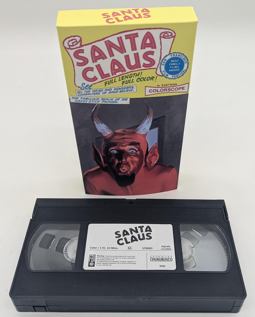 Custom Santa Claus Vs. the Devil (1959) VHS Playable in VCR VHS Tape Nostalgic Art Piece, Case ...