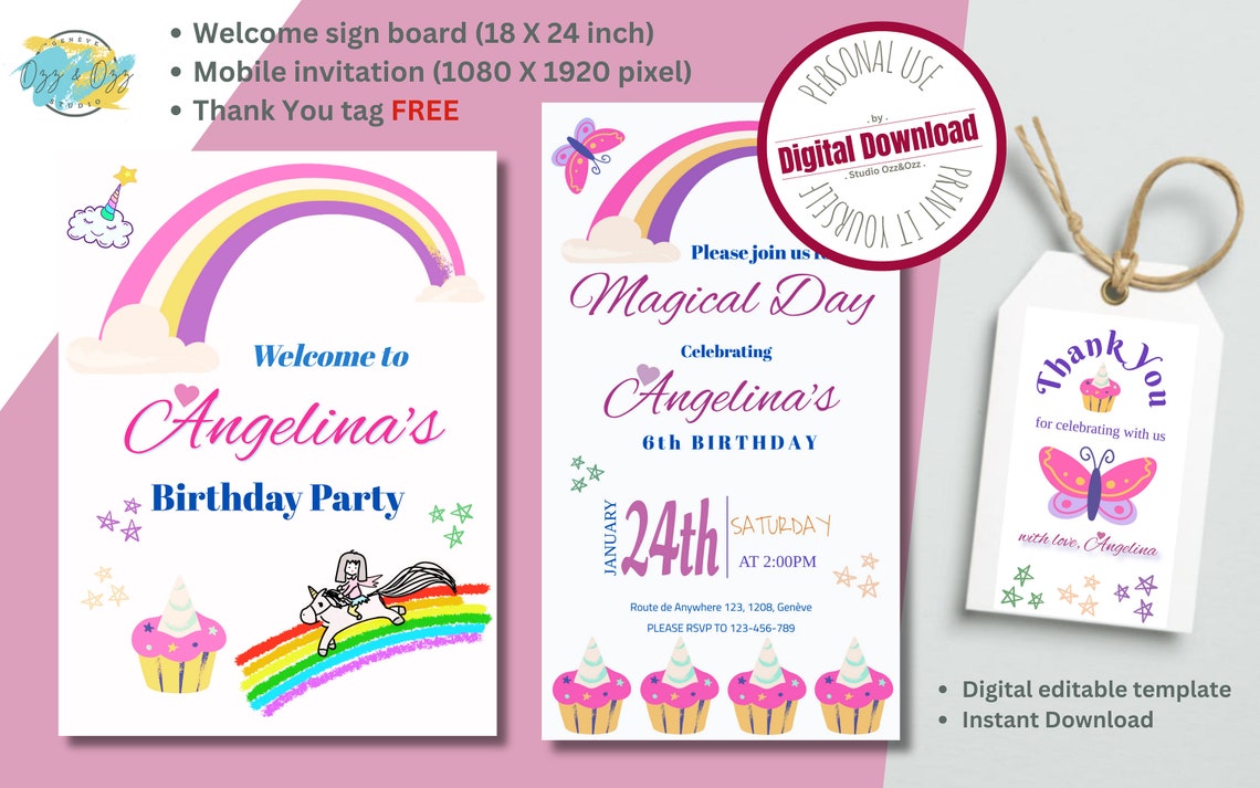 Mobile Birthday Invitation Rainbow Birthday Welcome Sign - Etsy