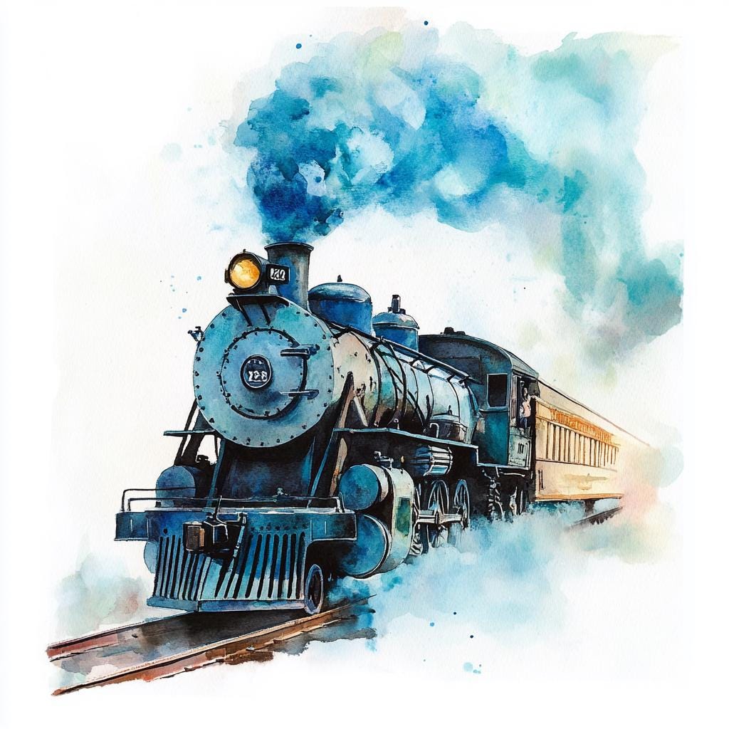 Vintage Train Clipart: Steam Engine Illustrations (commercial Use ...