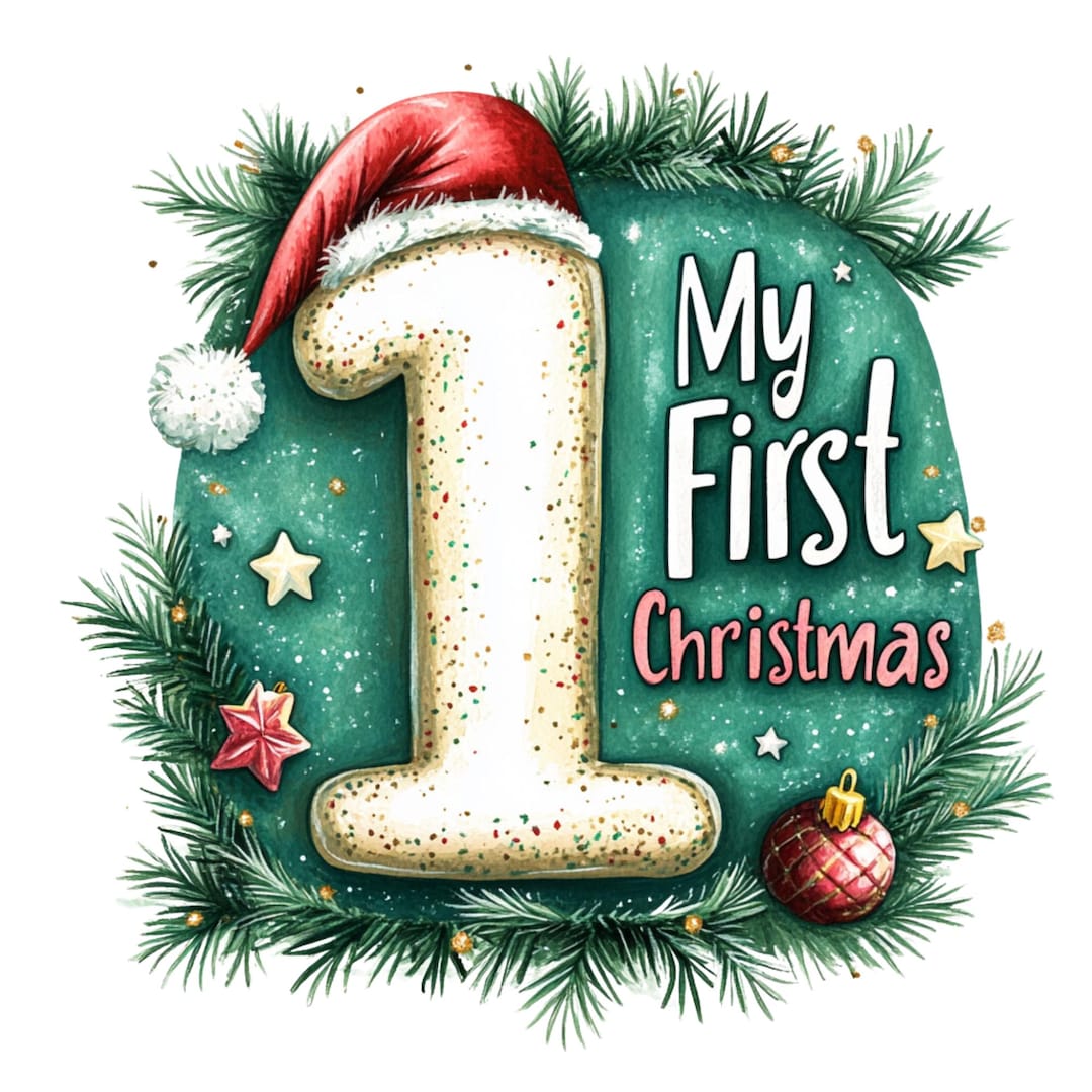 9 My 1st Christmas Clipart, Png,jpj, Baby's First Christmas Image, My ...