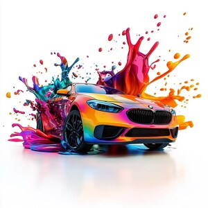 Dripping Cars Watercolor Clipart Bundle: Colorful Automobile Graphics ...