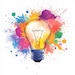 Watercolor Light Bulb Clipart: Colorful PNG Illustrations (digital File ...