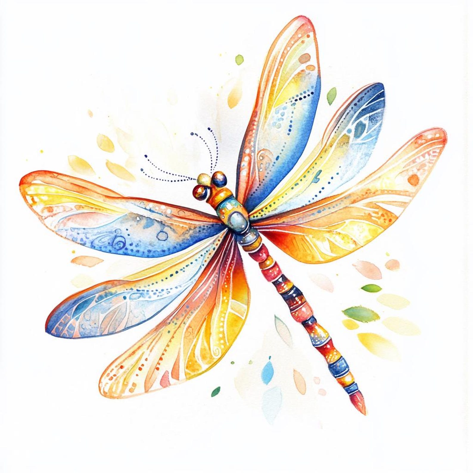 Dragonfly Stained Glass Clipart Bundle: Watercolor Insect PNG ...