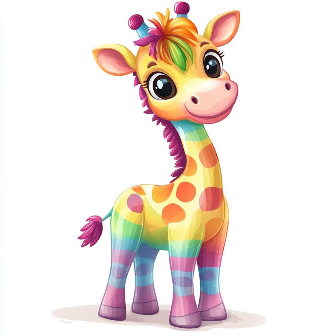 7 Watercolor Rainbow Animals Clipart, Colorful Animal Illustrations ...