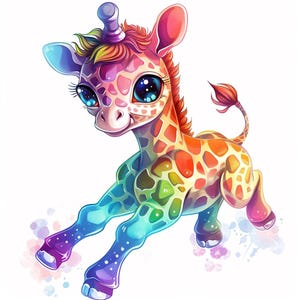 13 Watercolor Cute Giraffes Clipart,high-quality Jpg,cute Baby Giraffe ...