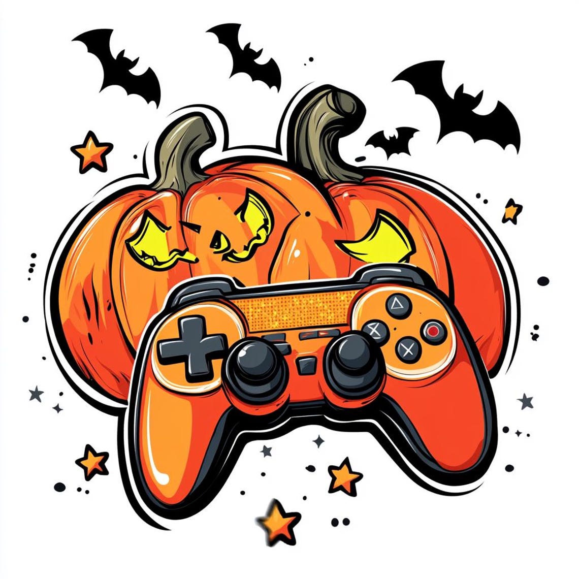 Halloween Gaming Controller Clipart: Spooky Pumpkin Design (PNG, JPG ...