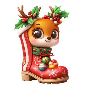 10 Cute Reindeer Clipart, Christmas Deer, Png,jpj, Watercolor Santa ...