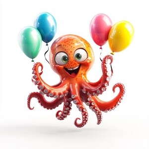 Happy Octopus Clipart Set: Ocean Animal PNG, JPG (digital File) - Etsy