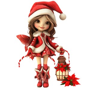 10 Cute Christmas Girl Clipart, Cute Doll Clipart,png,jpj, Watercolor ...